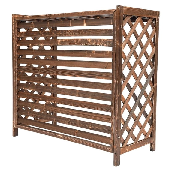 Air Conditioner Fence Privacy Screen, Wooden Vintage Unit Fence Cover ...