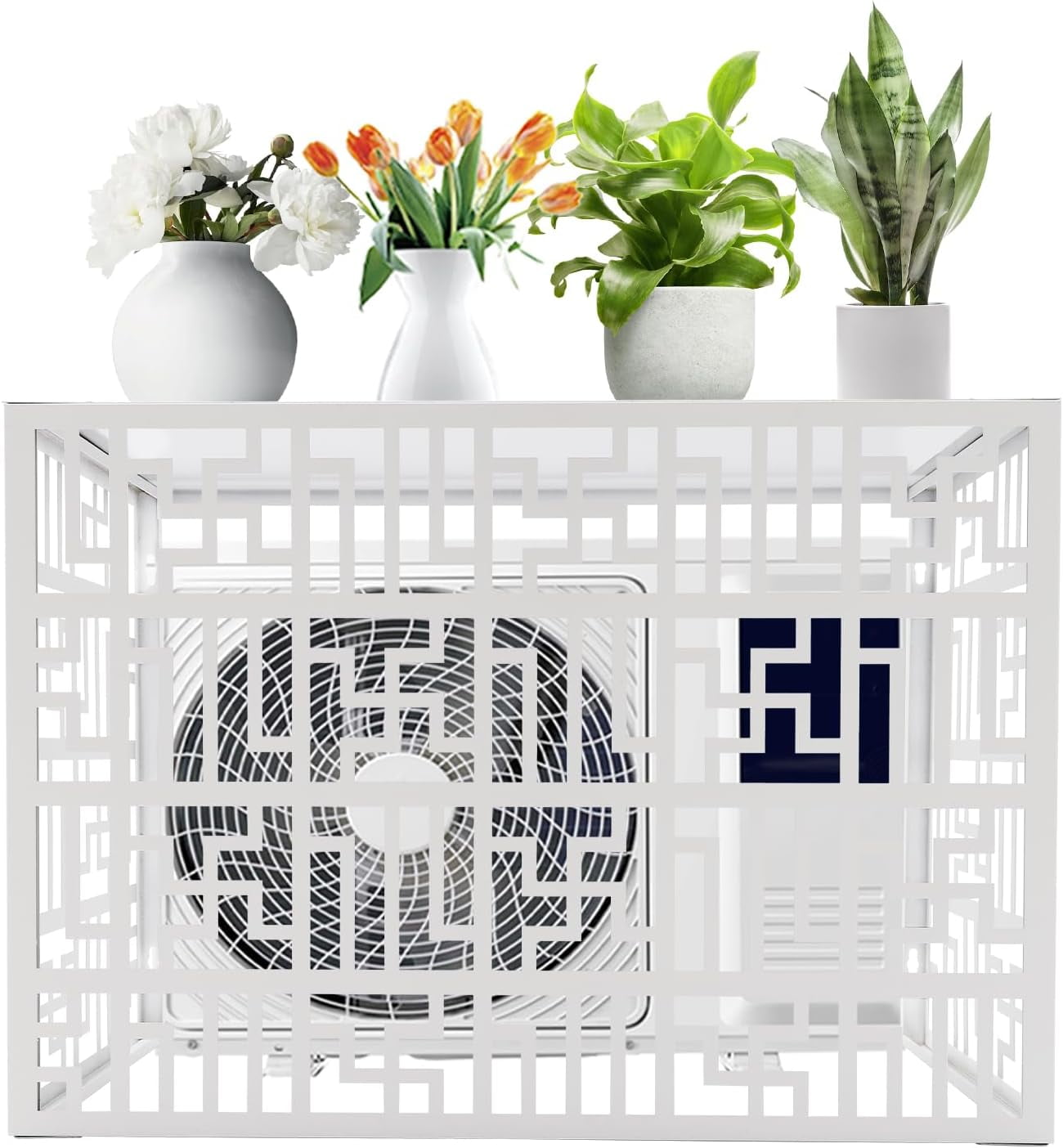 Air Conditioner Fence Screen, Skeletonized Pattern Privacy Fence Panel ...