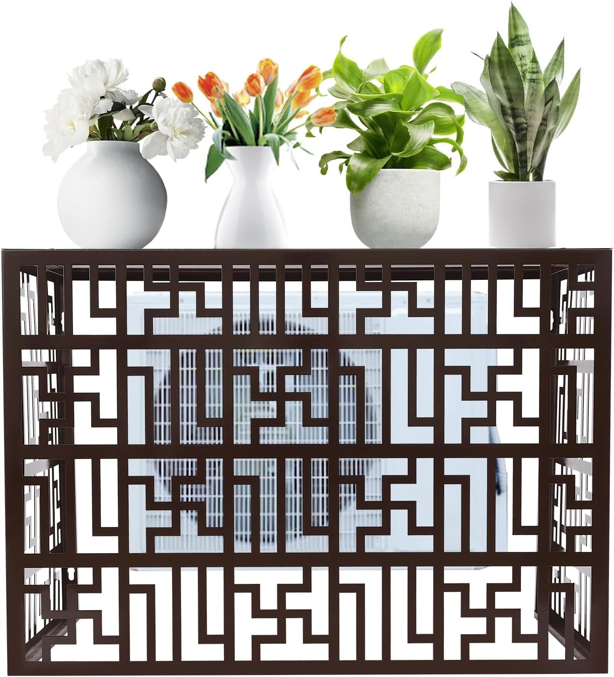 Air Conditioner Fence Screen, Skeletonized Pattern Privacy Fence Panel ...