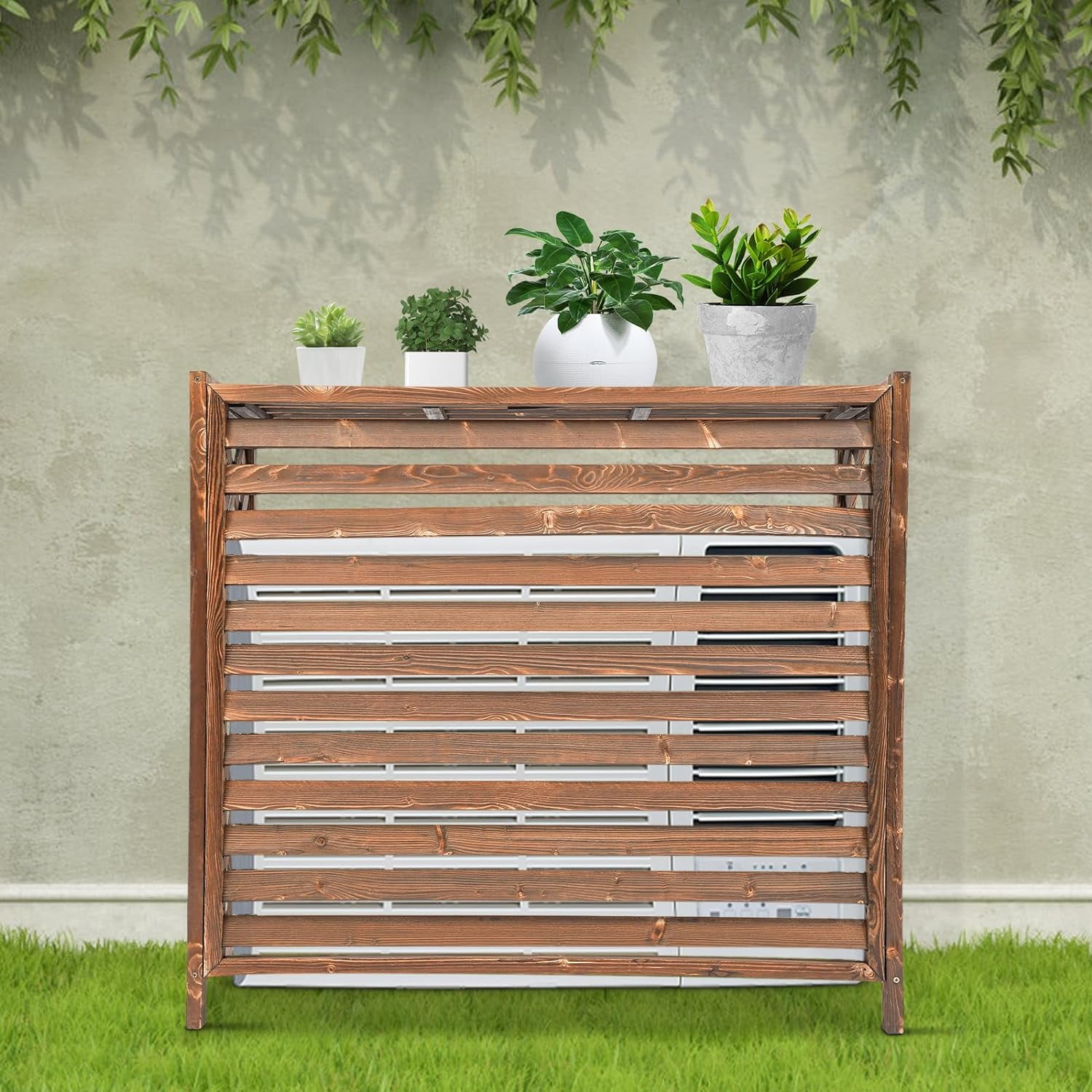 Air Conditioner Fence Screen, Solid Wood Radiator Cover Air ...