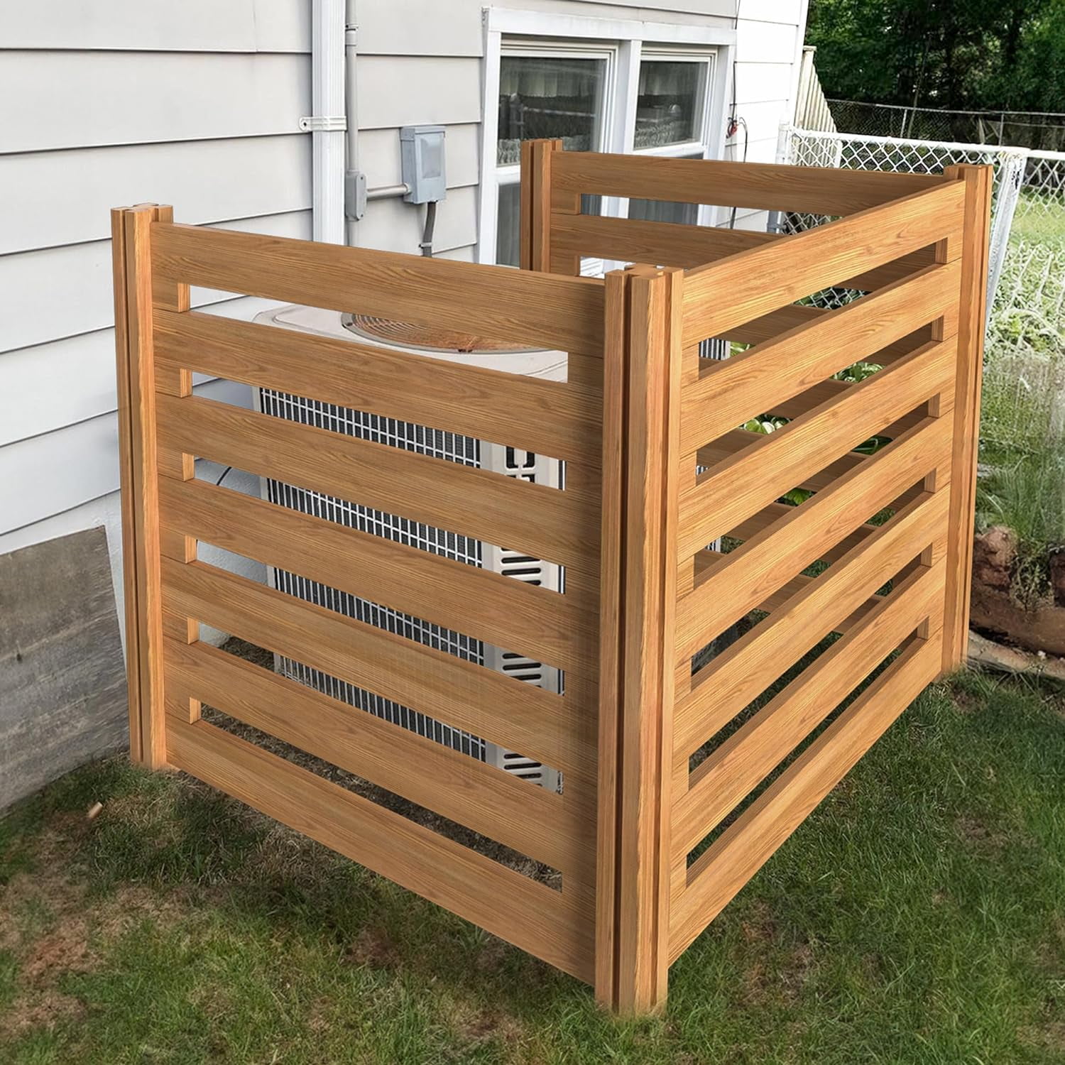 Air Conditioner Fence Wood Composter Bin 3 Panels 36 "L x 36 "W x 36 "H ...