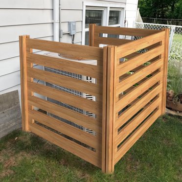 DWVO Outdoor 2-Panel Air Conditioner Fence, No Dig Wood Slat Privacy ...