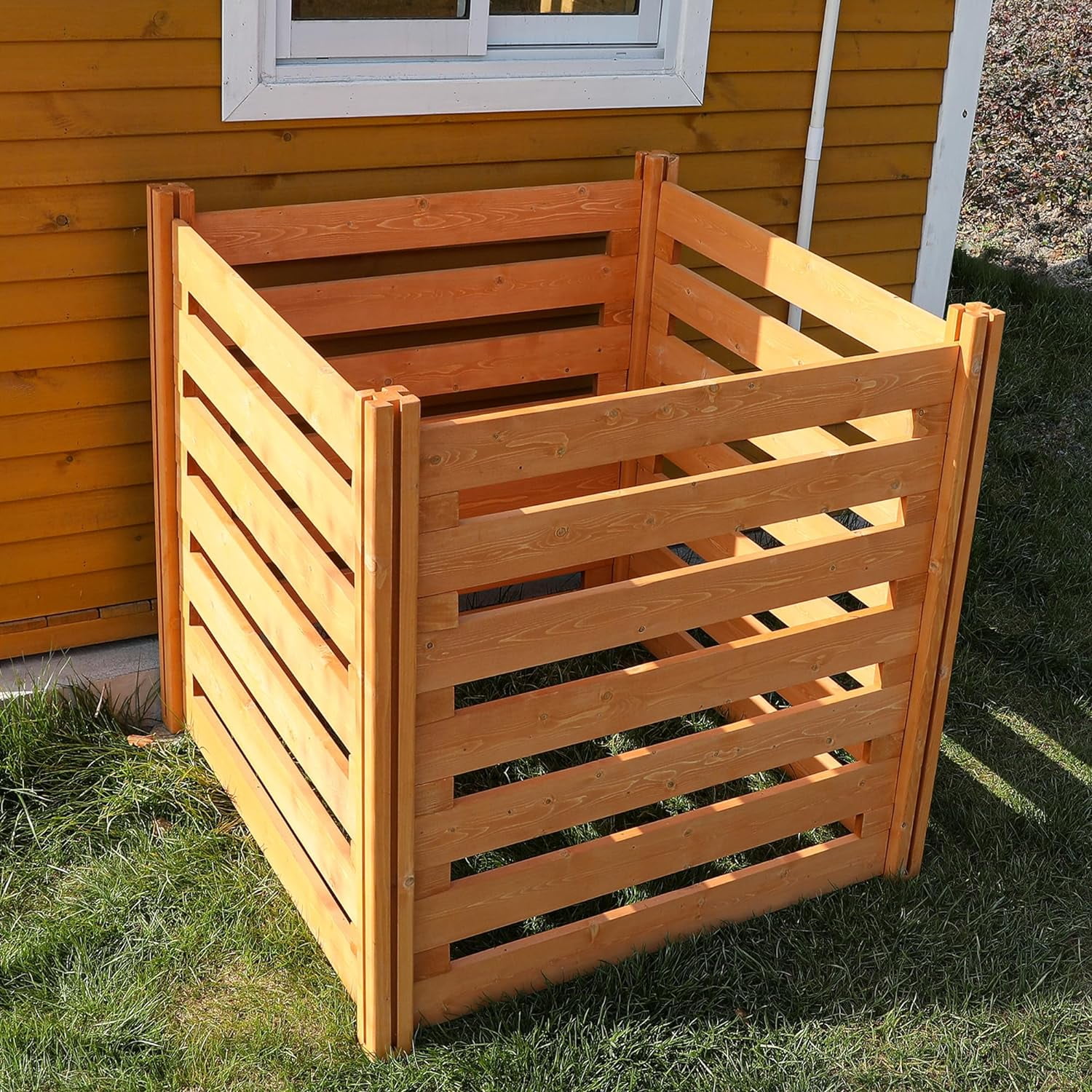 Air Conditioner Fence Wood Composter Bin 4 Panels 36 "L x 36 "W x 36 "H ...
