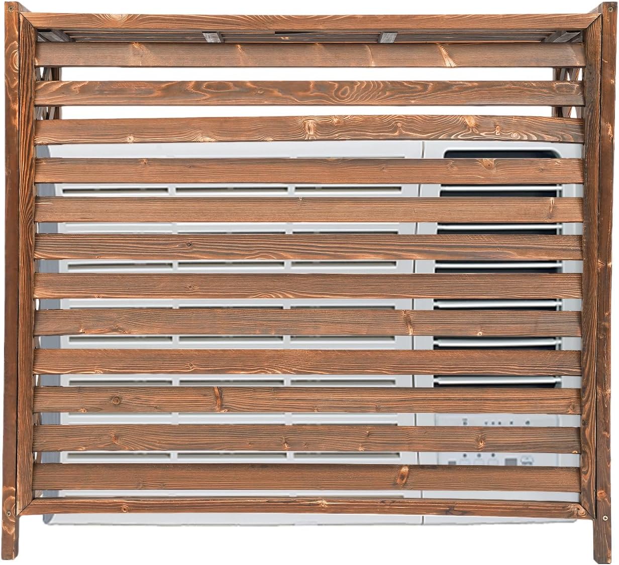Air Conditioner Privacy Screen, 39.4" L x 16.9" W x 36" H Retro Wood ...