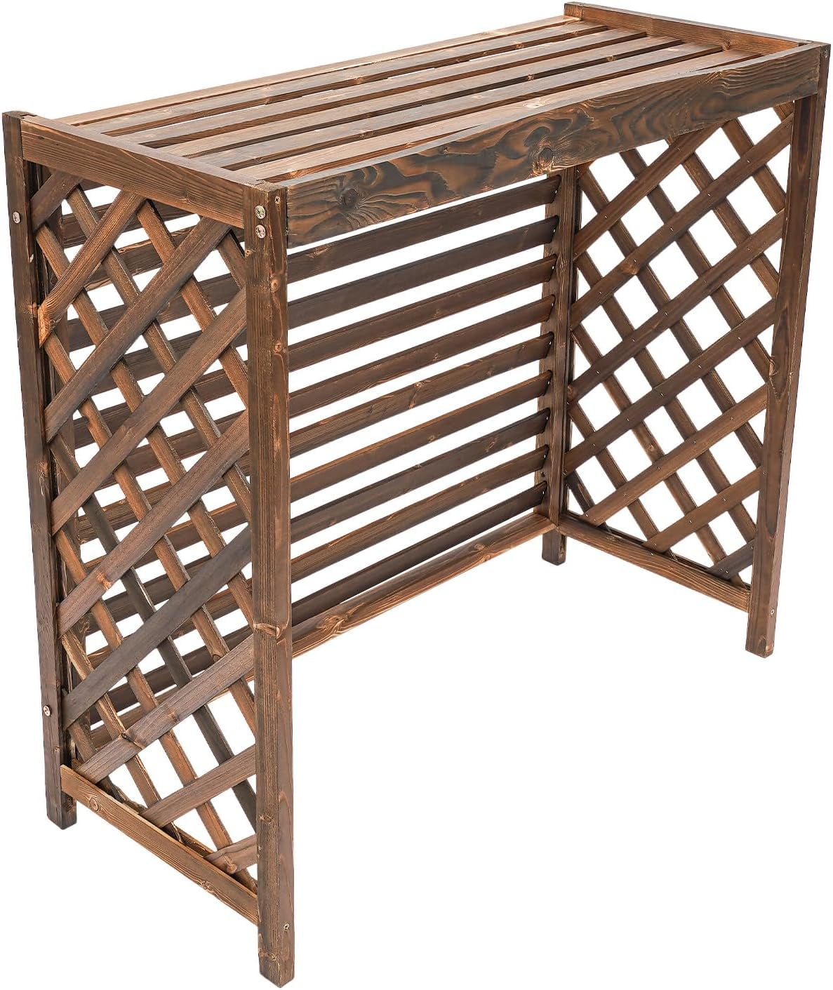 Air Conditioner Privacy Screen, Retro Wood Air Conditioner Fence Screen ...