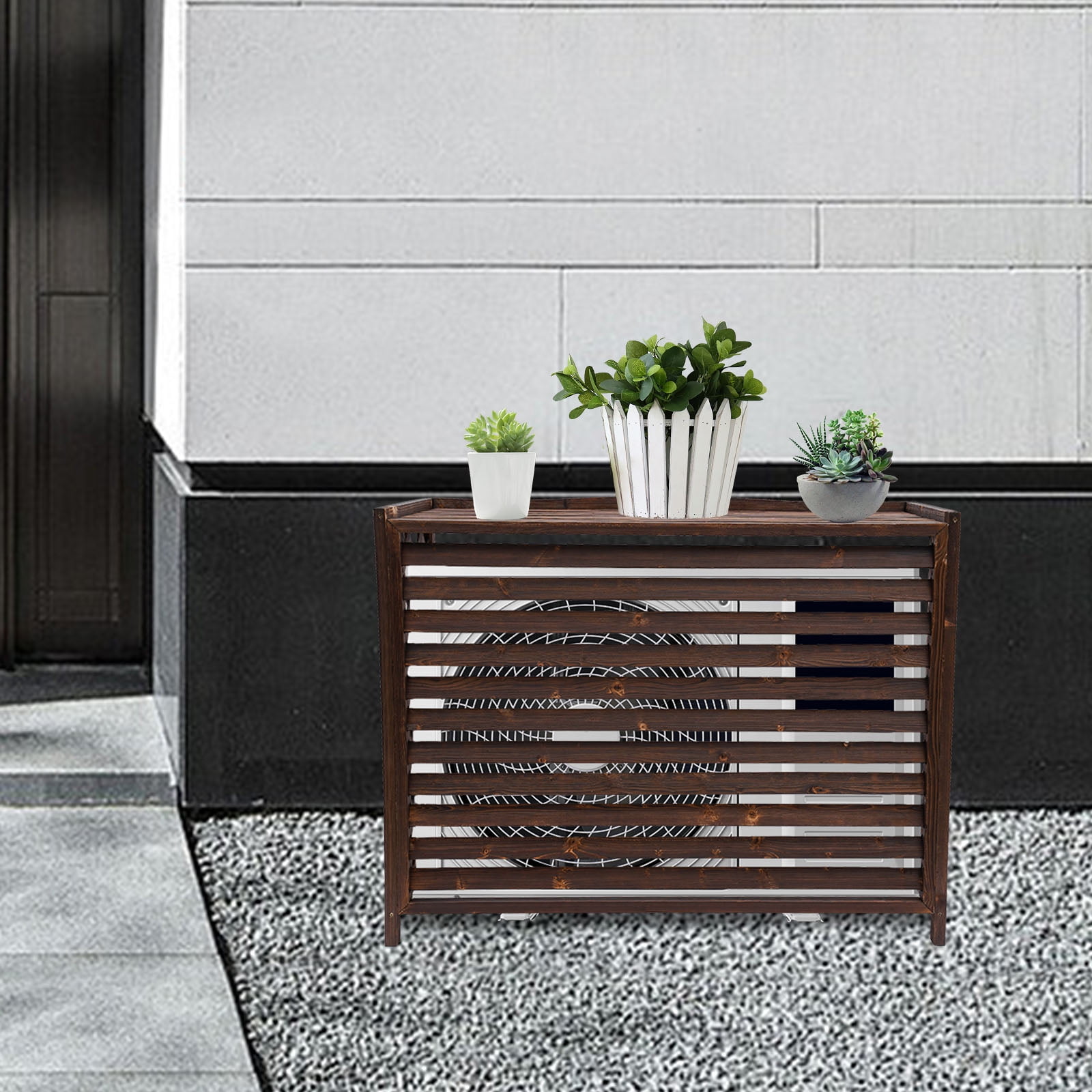 Air Conditioner Privacy Screen, Wood Color Air Conditioner Fence Screen ...