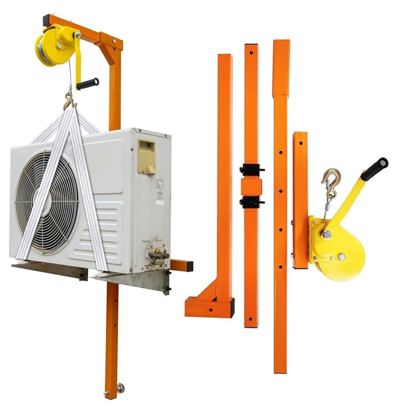 Air Conditioning External Mount Lift Tool 50ft Rope Locking Winch ...