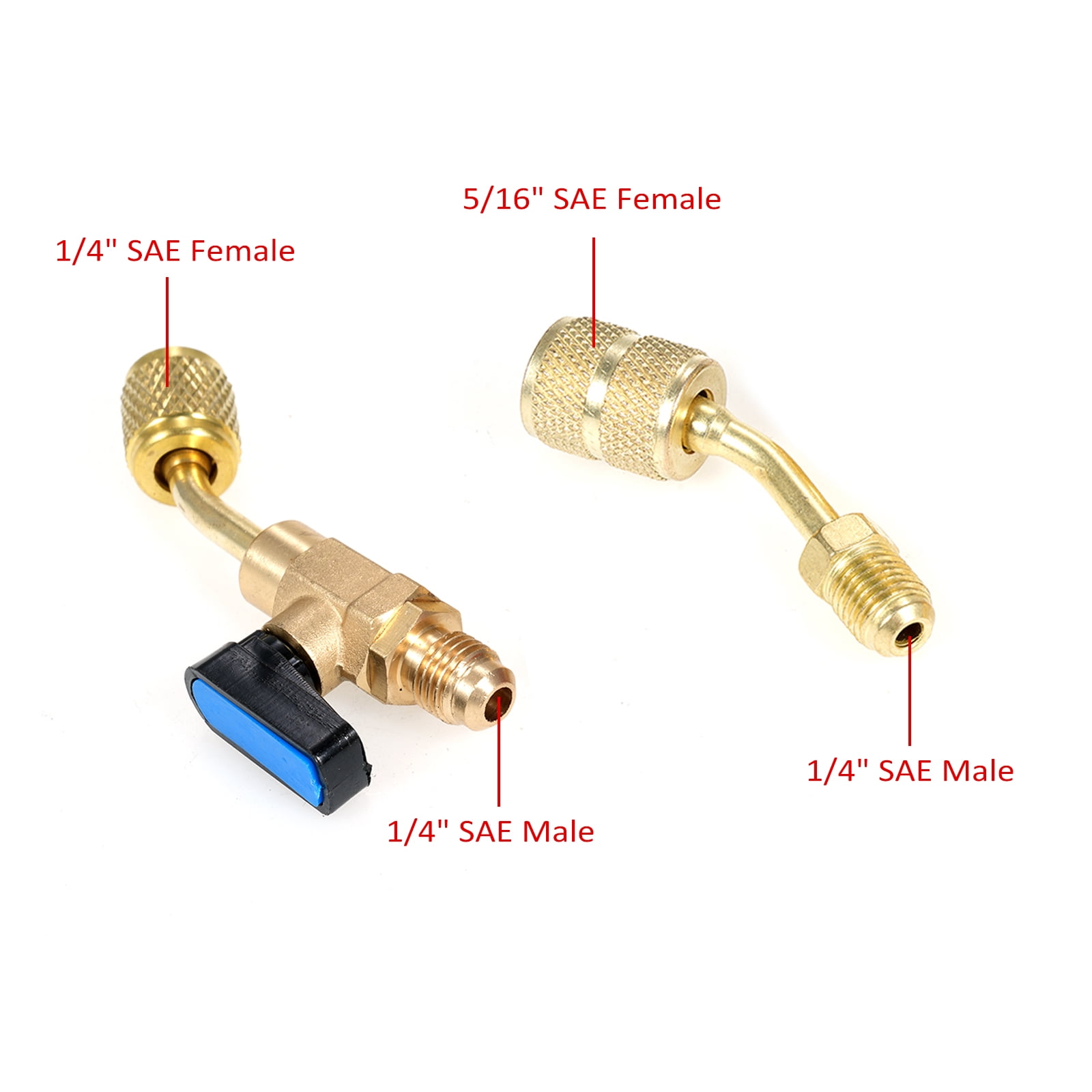 Air Conditioning Refrigerant Angled Shut-Off Ball Valve 1/4 Inch For ...