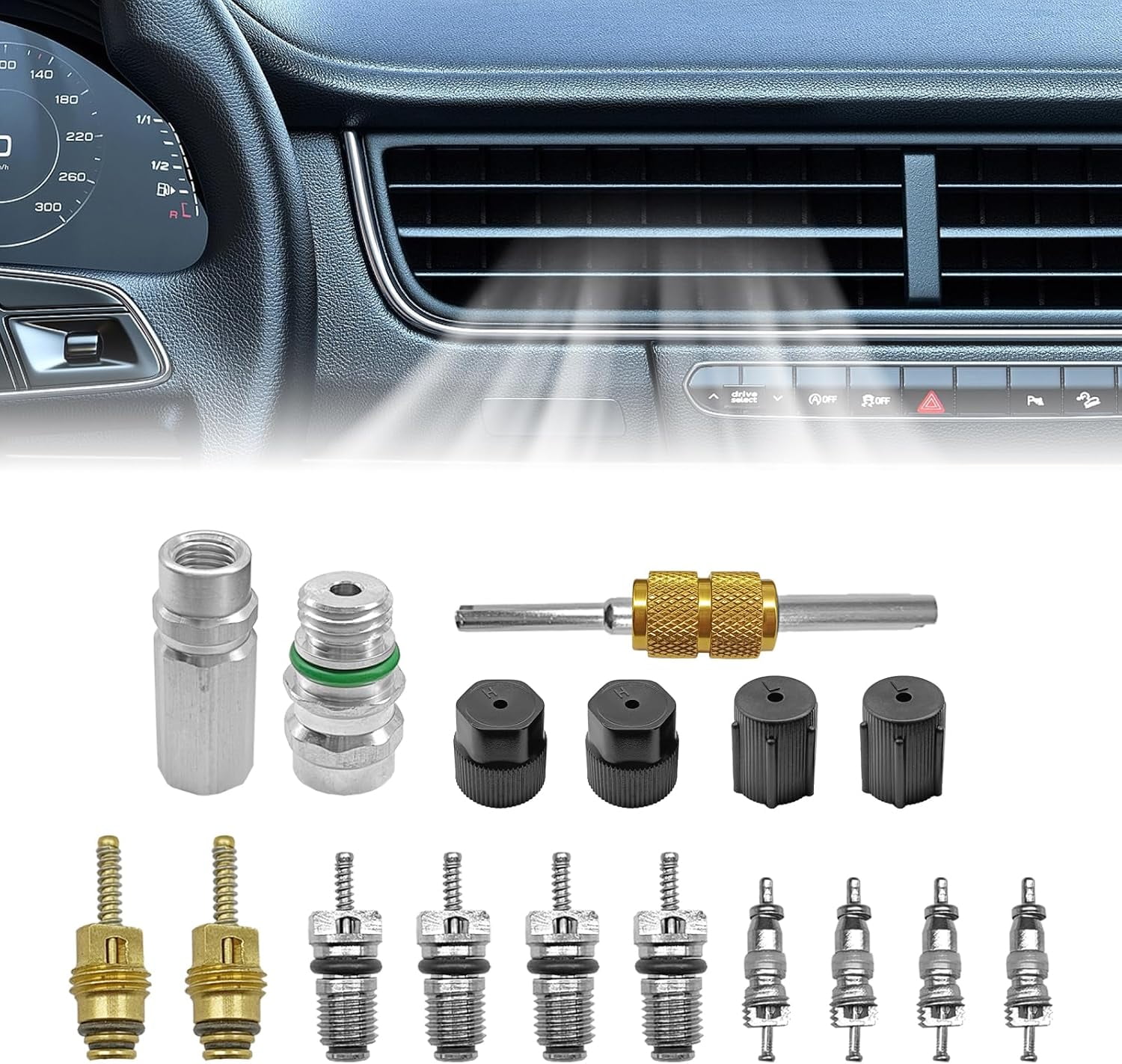 Air Conditioning Valve Core Kit for Teflon Seal Refrigeration A/C Air ...