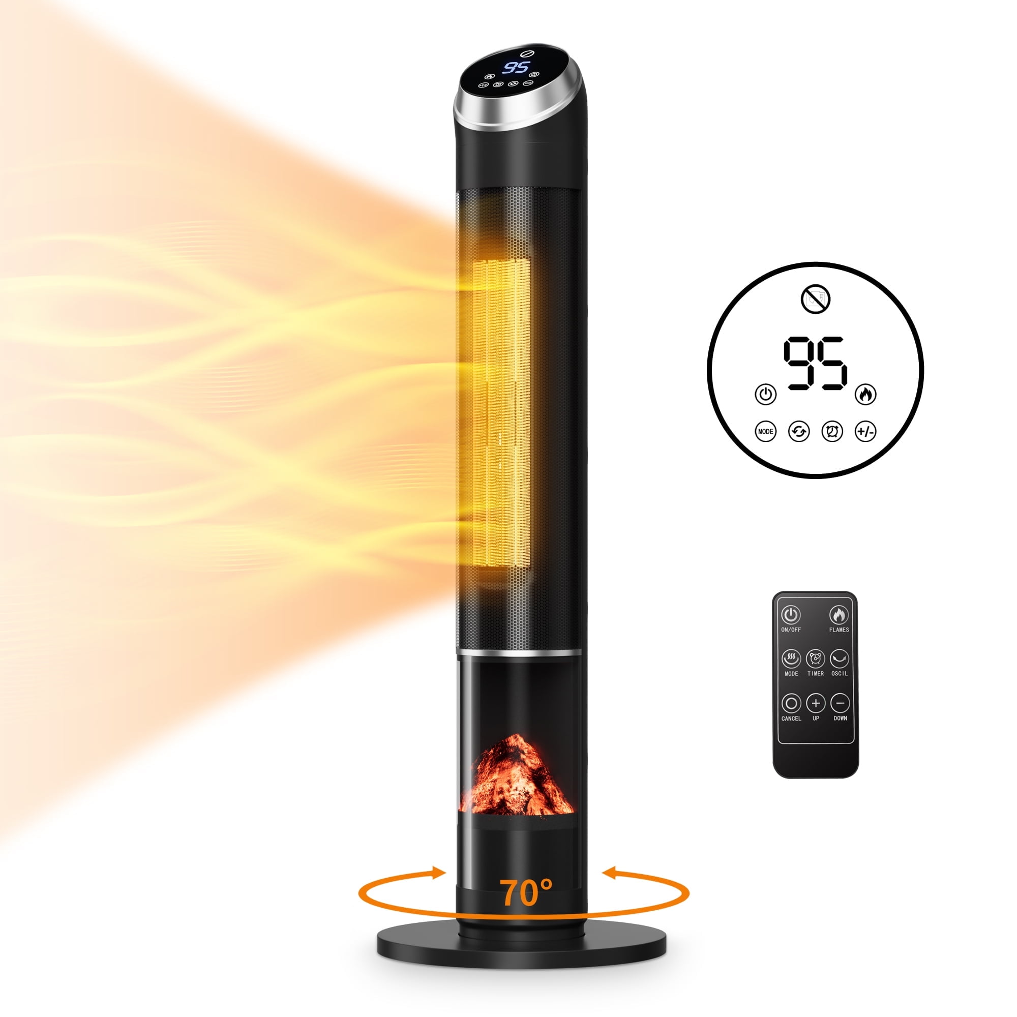 37" Space Heater, Electric Large Heaters for Indoor Use 1500W, Remote ...