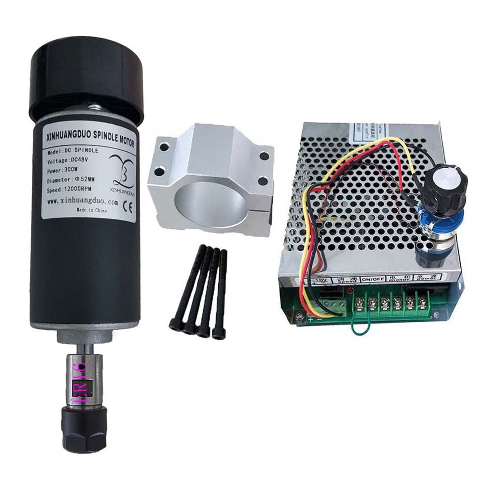 Air Cooled 0.3kw CNC Spindle Motor Kit ER16 Chuck 300W Spindle Motor ...