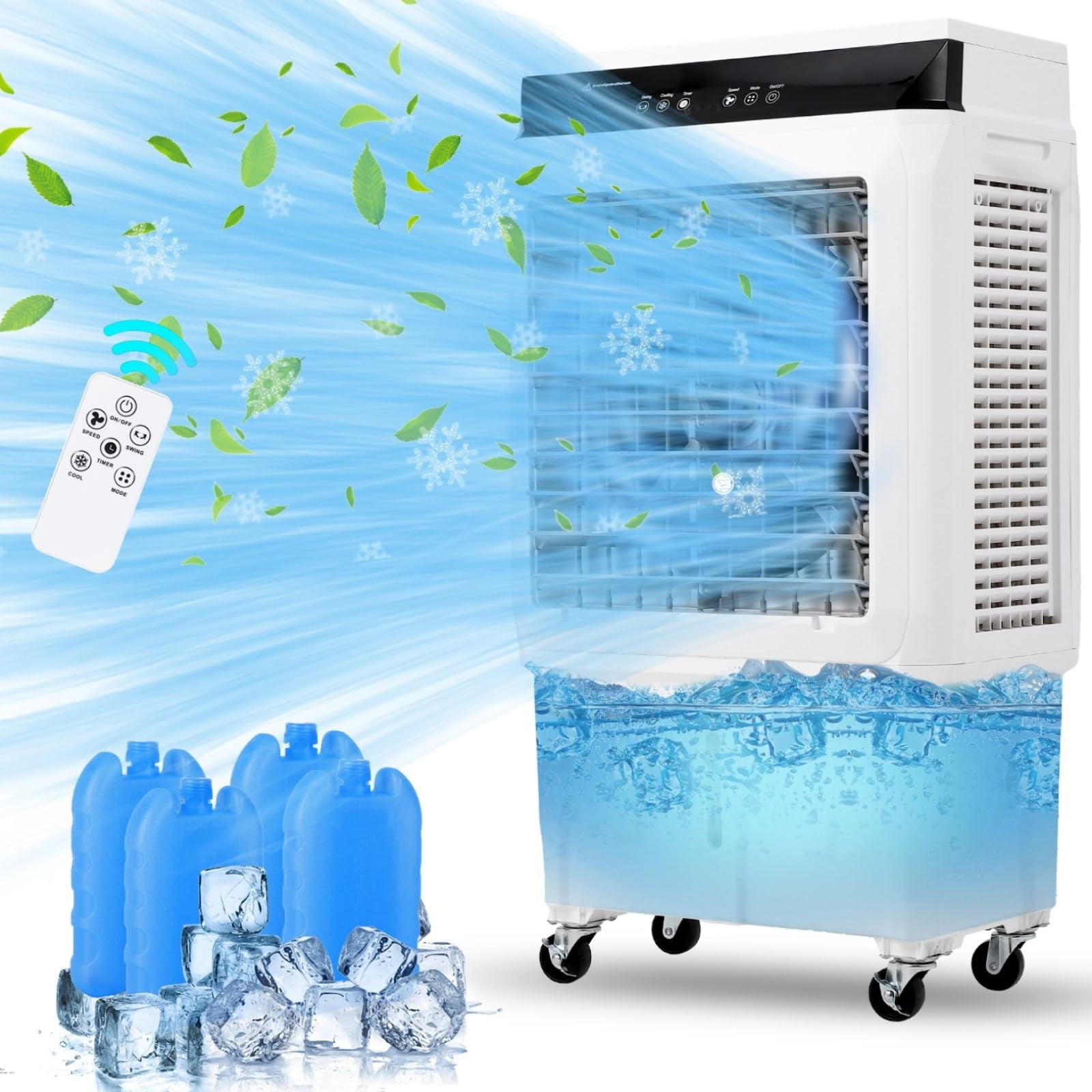 Air Cooler with 3 Speeds 3 Modes 1800CFM Cooler with 8.4 Gallon Water ...