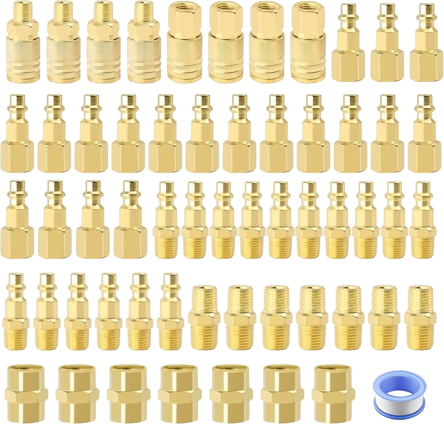 Air Coupler & Plug Kit,55 Pcs 1/4" NPT Air Tool Fittings Set,Quick ...