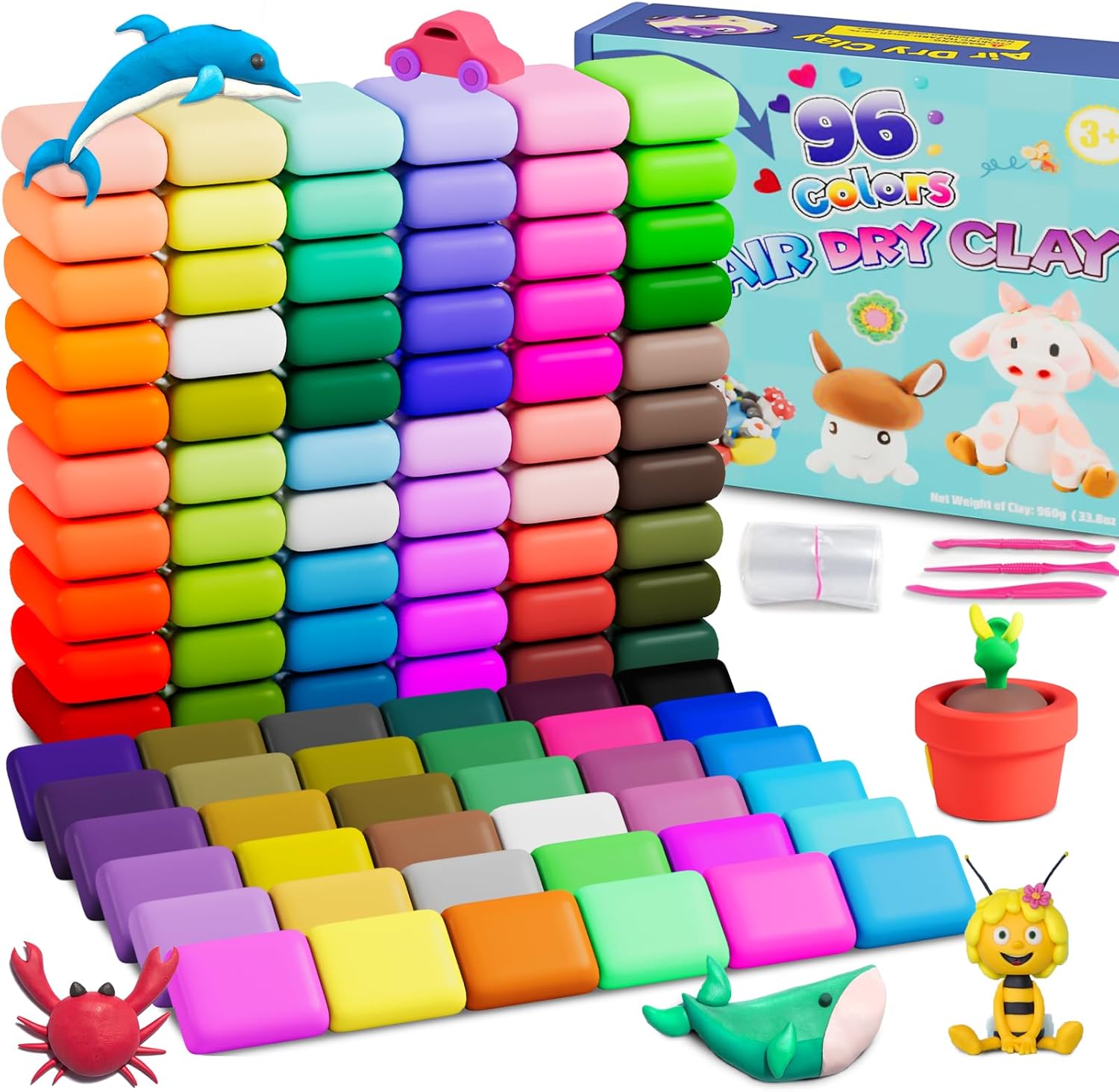 Air Dry Clay Kit, 36 Colors Modeling Clay with Tools, Ultra Light, Safe ...