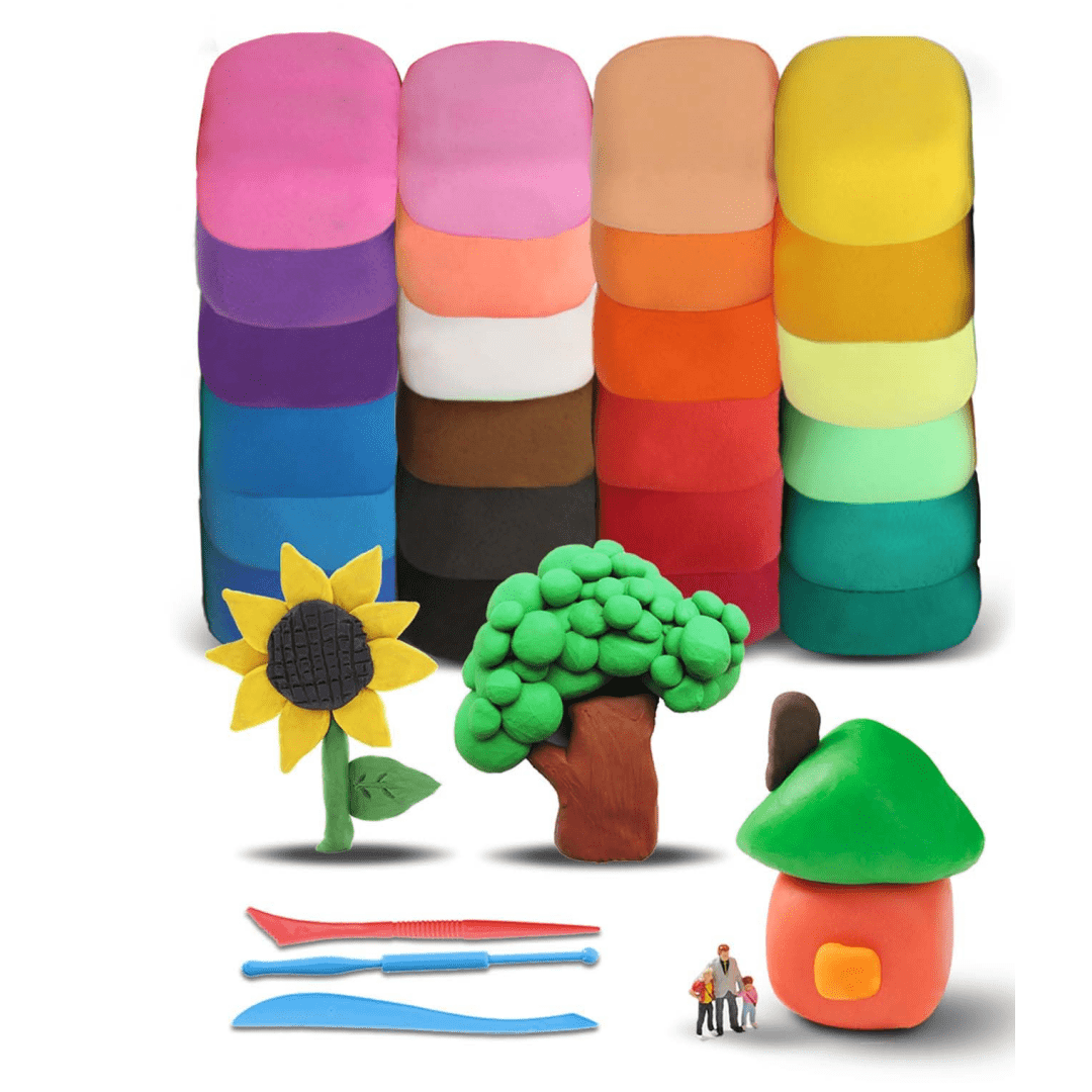 Air Dry Clay Magic Clay, 24 Colors Modeling Clay for Kids with Tools, Soft & Ultra Light, Toys ...