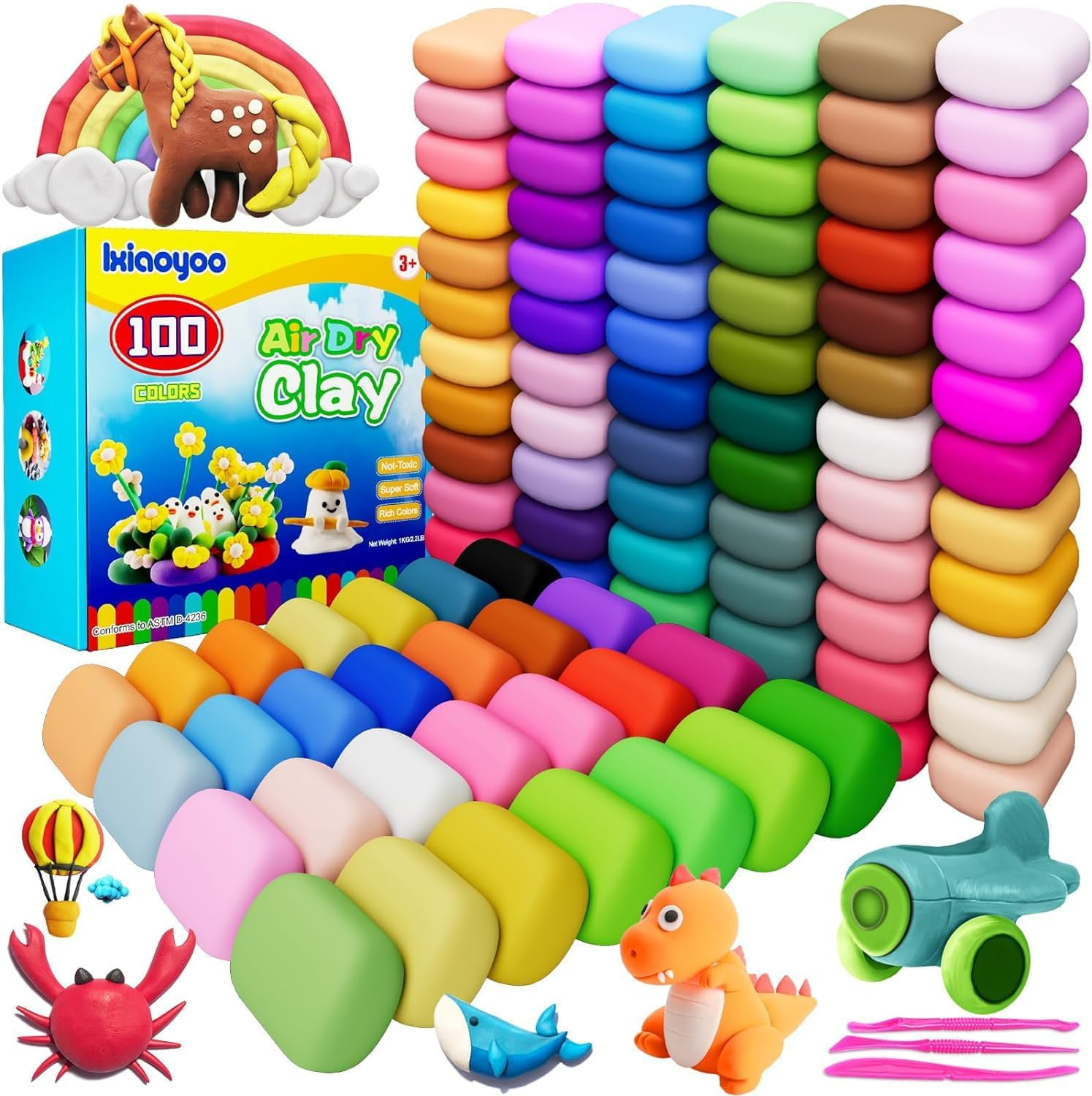 Air Dry Clay, Modelling Clay for Kids, 30 Colors DIY Molding Magic Clay ...