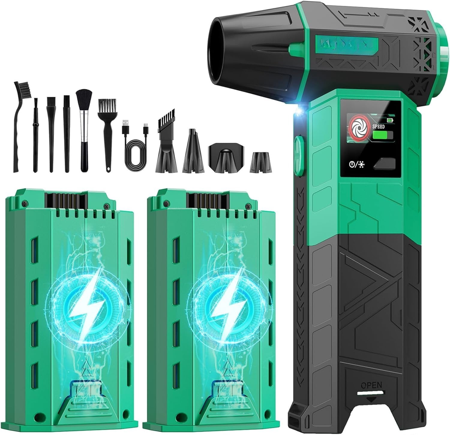 Air Duster Upgraded, Gear Adjustable Duster, 2*4000mAh Removable ...