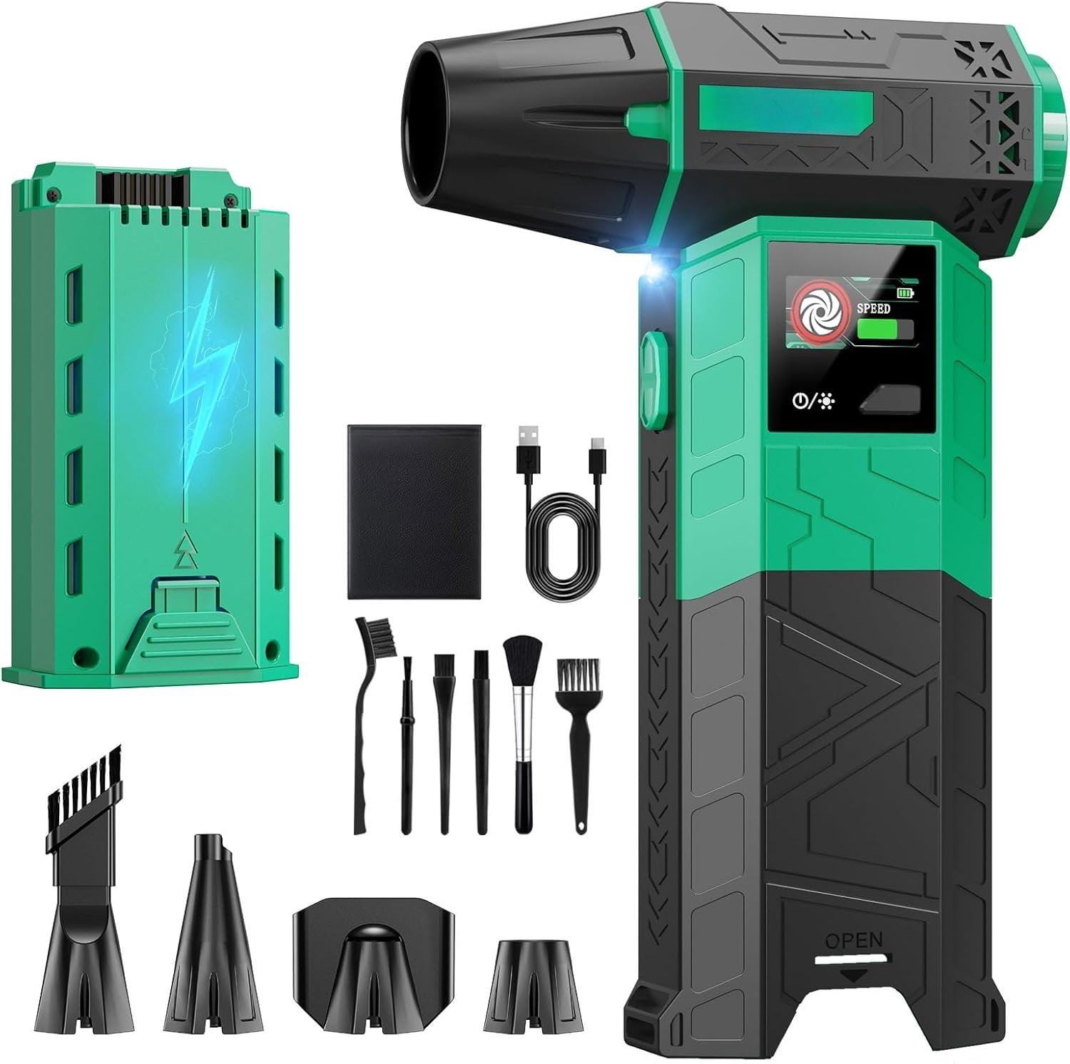 Air Duster Upgraded, Gear Adjustable Duster, 4000mAh Removable ...