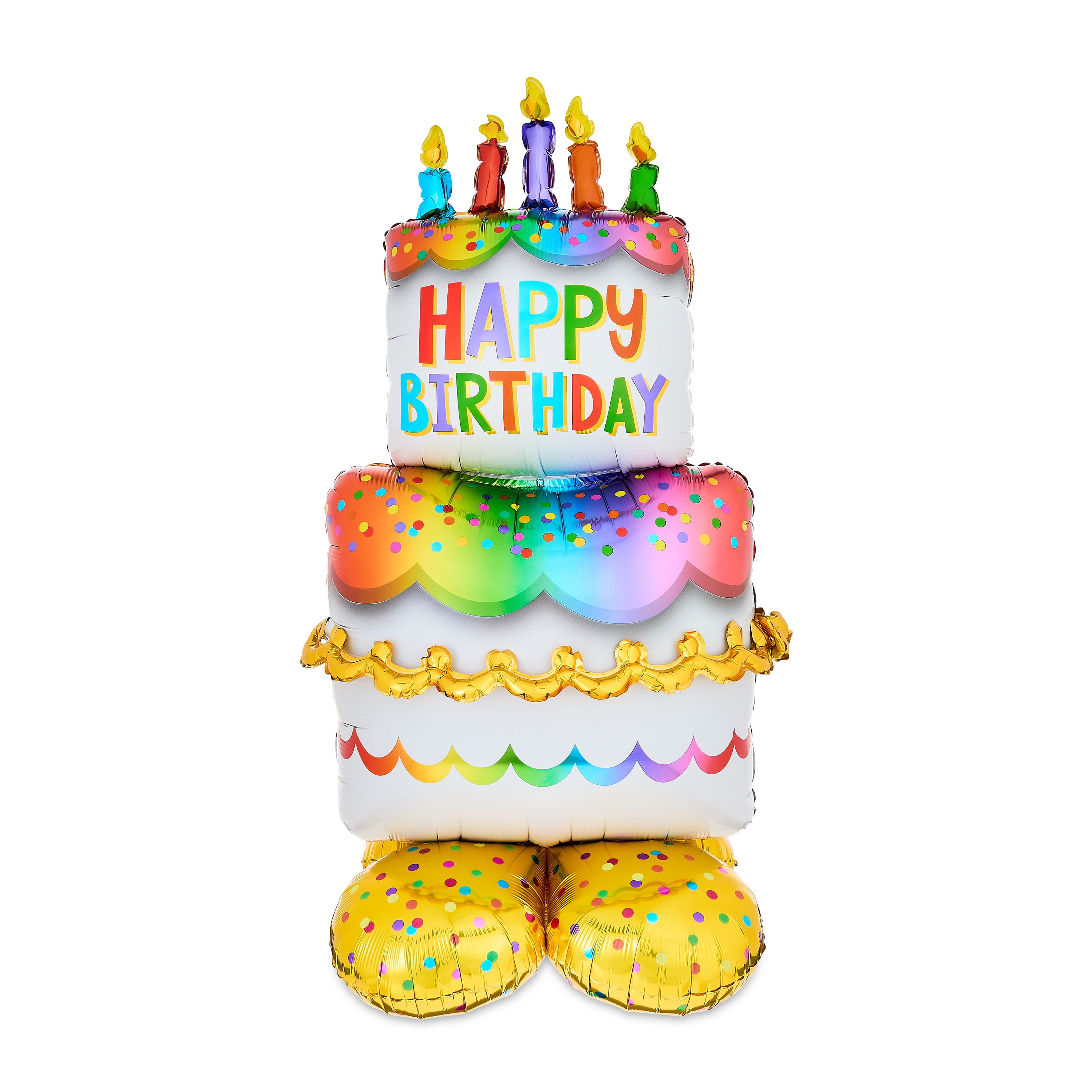 53" Multicolor Air-Filled Happy Birthday Cake Foil Balloon, by Way To ...