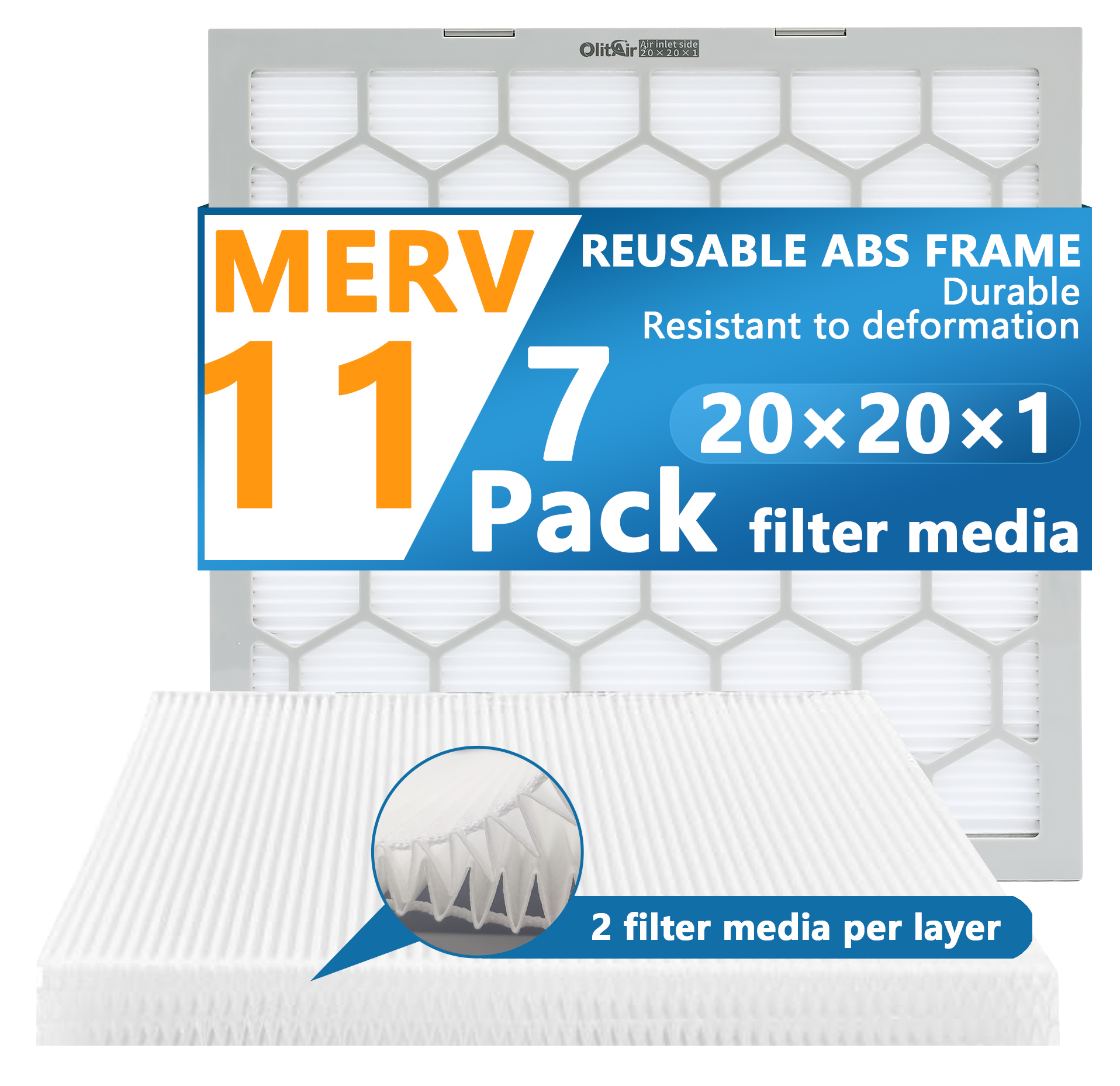 Air Filter - OlitAir Furnace/HVAC/Air Condition, 25 x 20 x 1, MERV ...