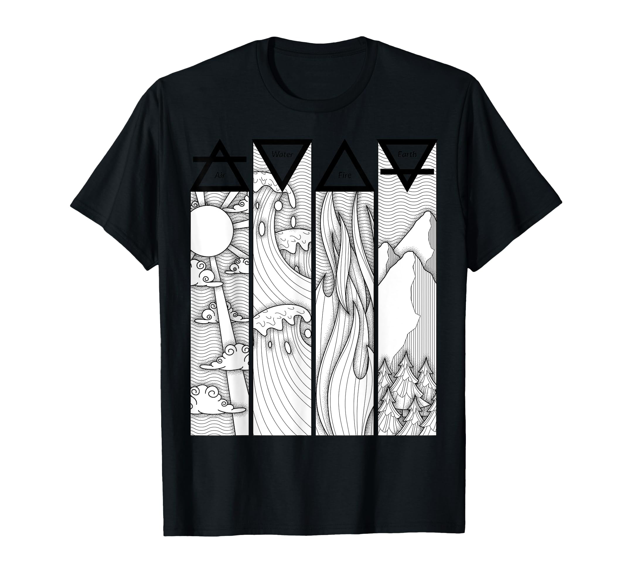 Air Fire Water Earth Four Elements Greek Triangle Symbols T-Shirt-3XL ...