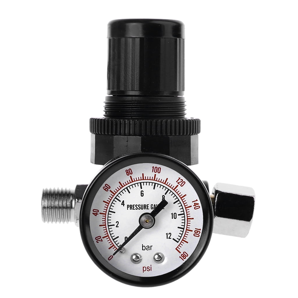 Air Flow Control Adjusting Air Pressure Gauge Regulator Reducer 12 Bar ...