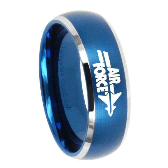 Air Force 8MMDome Brushed Finish Blue Tungsten Men's Ring - Walmart.com