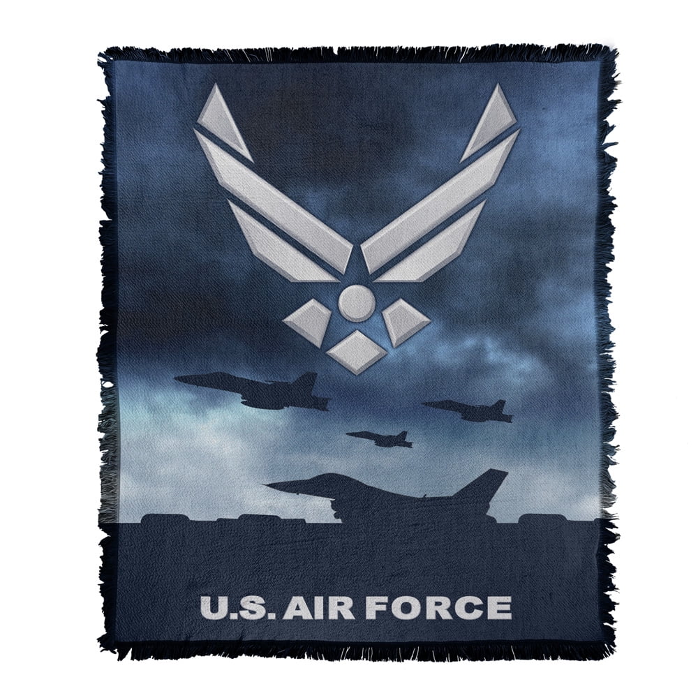 Air Force Blanket, 50'x60' Take Off Woven Tapestry Cotton Blend Fringed ...