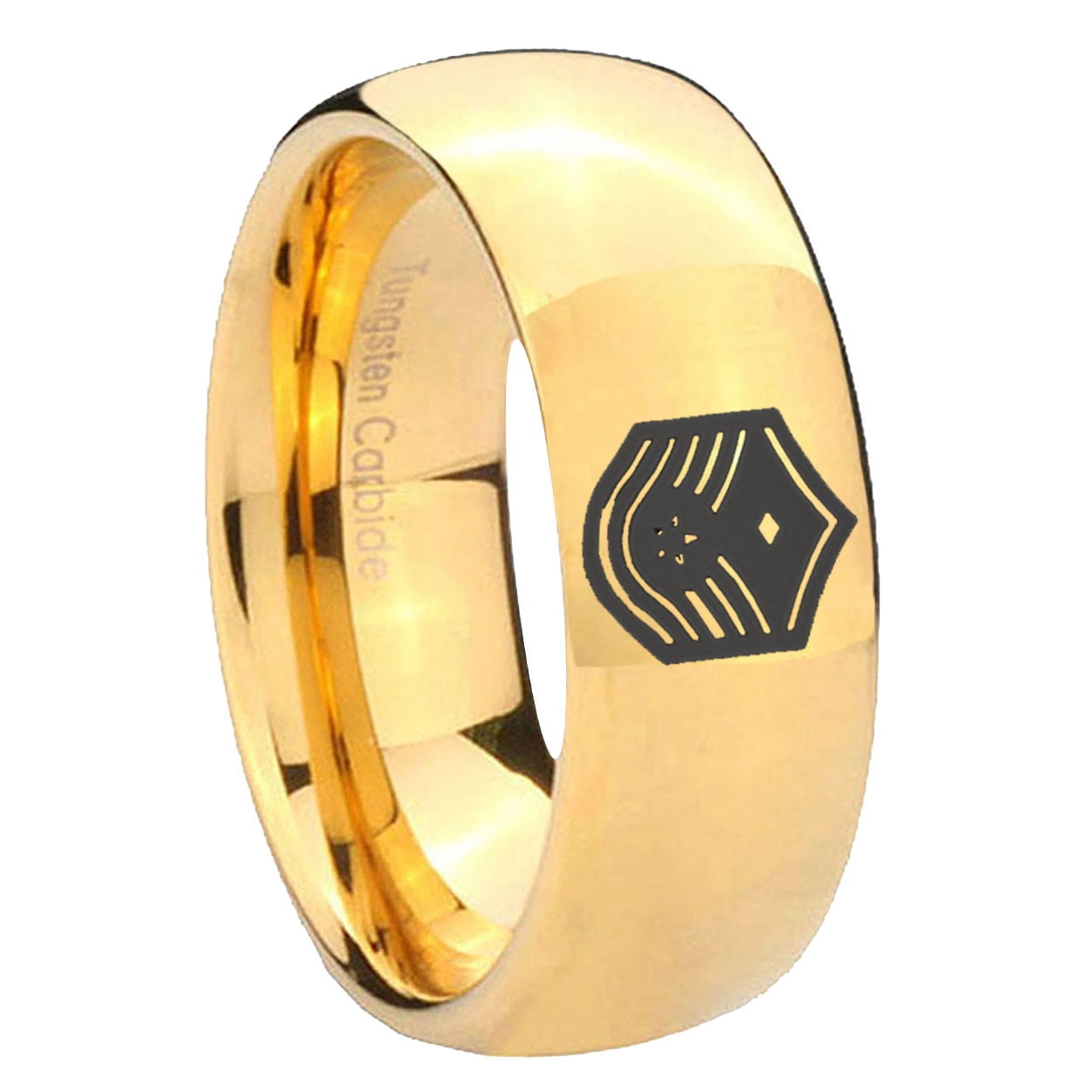 Air Force Chief Master Sergeant 8MM Dome Gold Plated Tungsten Men Ring ...