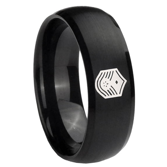 Air Force Chief Master Sergeant Dome Brush Black Polish Edge Tungsten ...