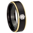 Air Force Chief Master Sergeant Step Edge Black Gold Tungsten Ring 10MM ...