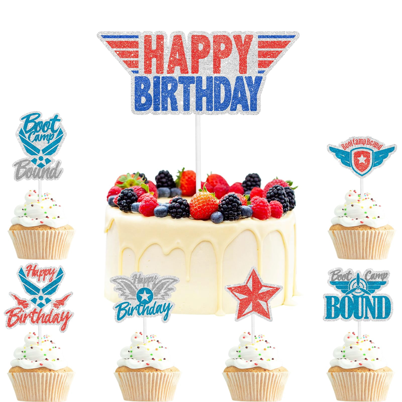 Air Force Club Cake Toppers 7-Piece Set H2FSDFighter Themed Happy ...