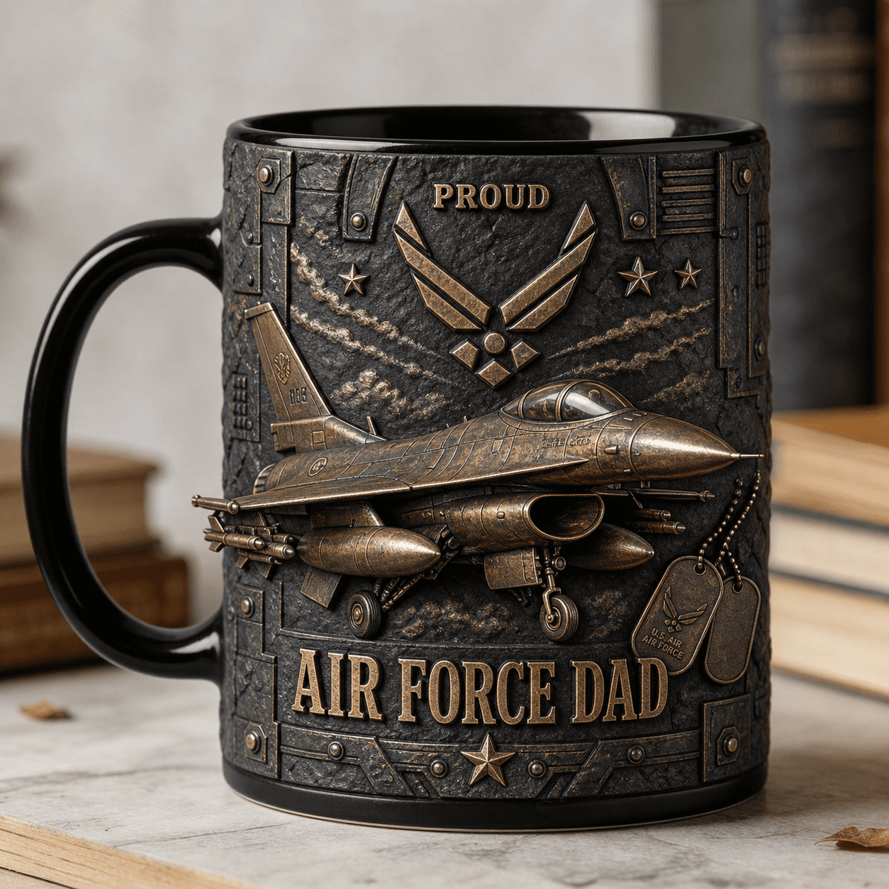 Air Force Dad Mug 3D Effect Aviation Military Mug for Proud USAF Father ...