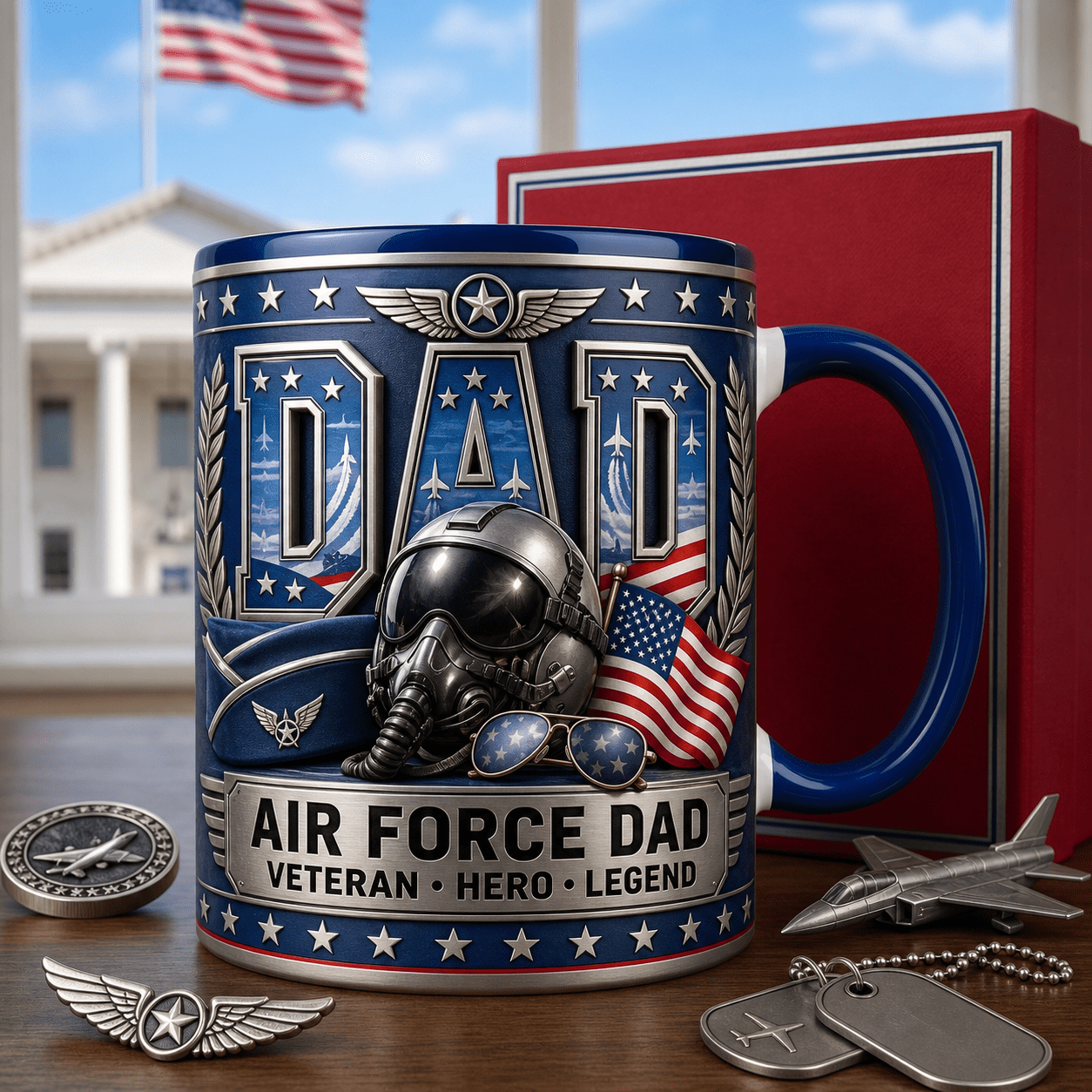 Air Force Dad Mug, 3D Effect Veteran Coffee Cup Gift for Father ...