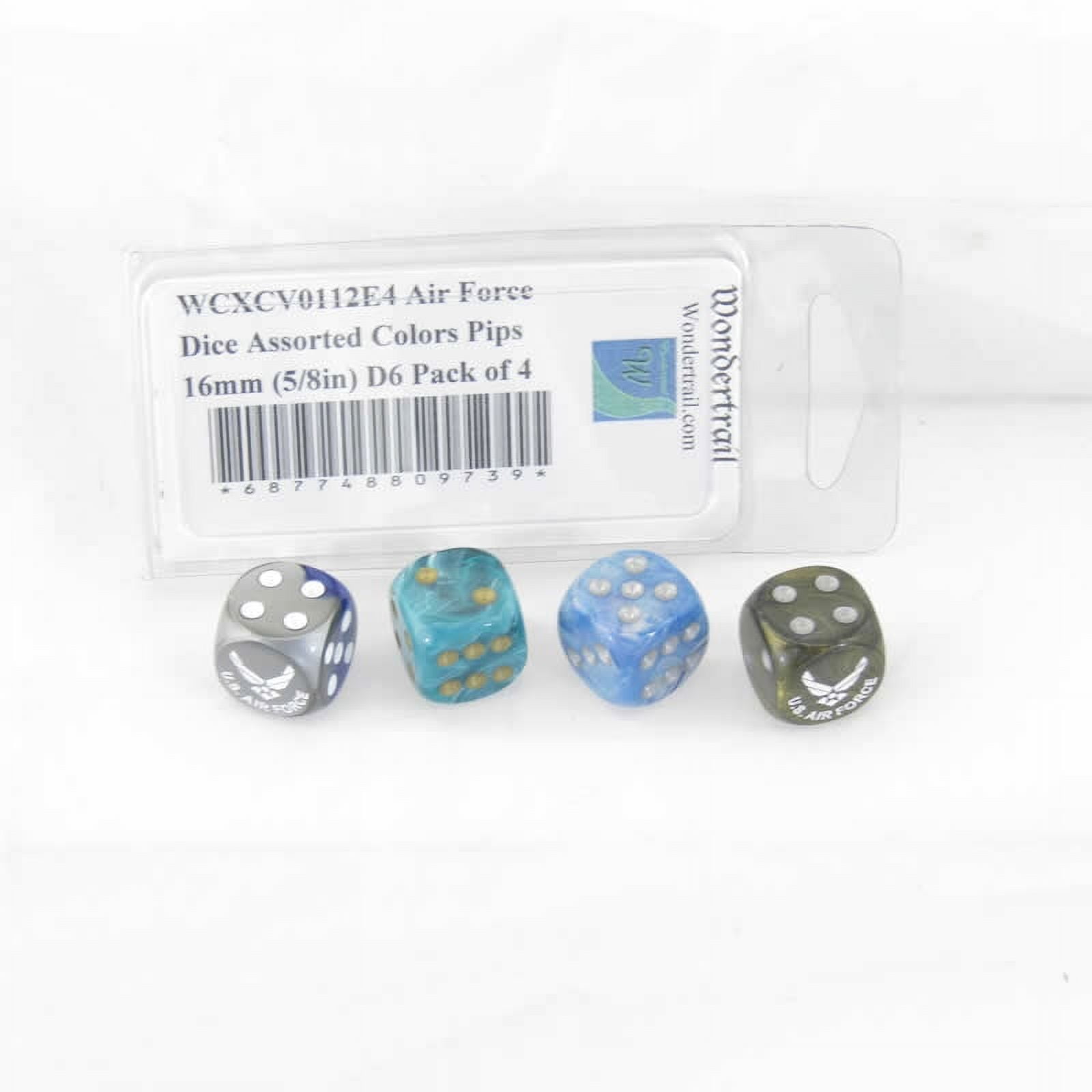 Air Force Dice Assorted Colors with Pips 16mm (5/8in) D6 Pack of 4 ...
