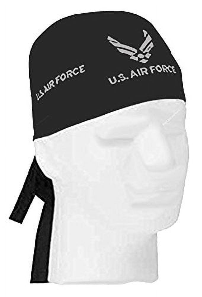 Air Force Doo Rag Durag Cap Black Head Wrap Silver Wings Logo Emblem ...