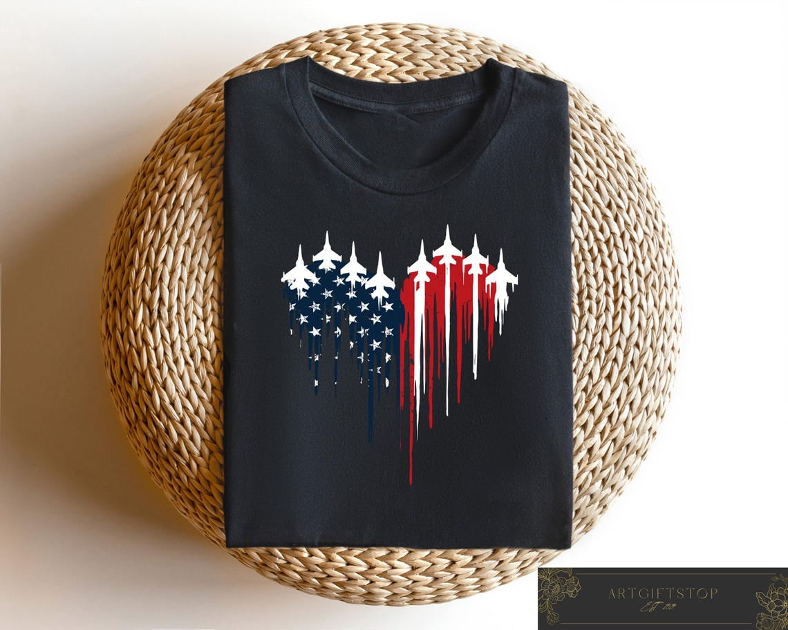 Air Force Flyover T-Shirt: Patriotic 4th of July American Flag, F3286 ...