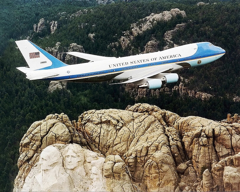 Air Force One Over Mount Rushmore - 12x18 Inch Laminated Aviation ...