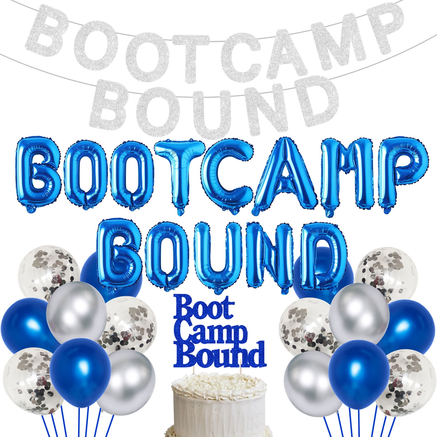 Air Force Party Decorations, Blue Silver Military Themed Glitter Boot ...
