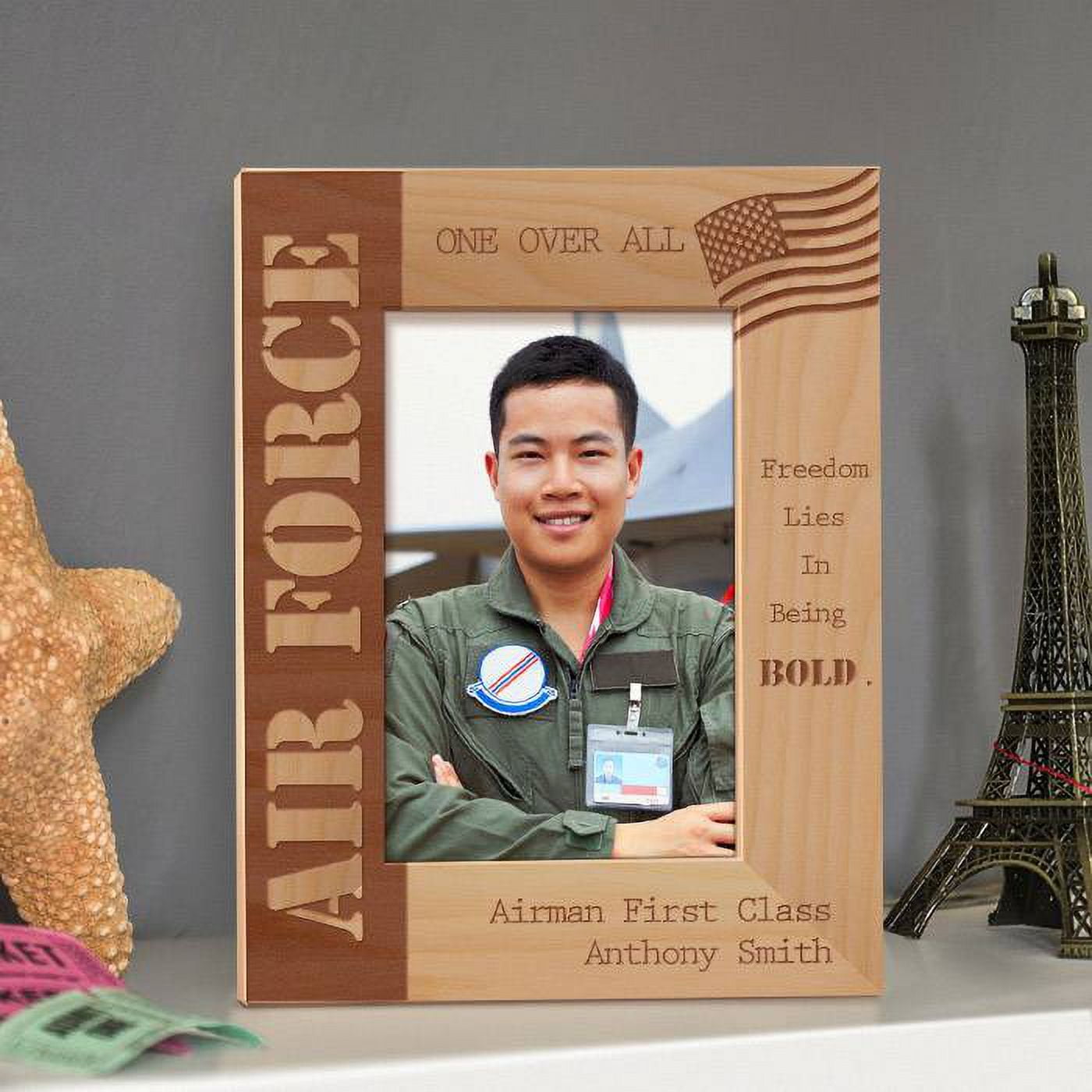 Air Force Personalized Wooden Picture Frame 4" x 6" Brown (Vertical ...