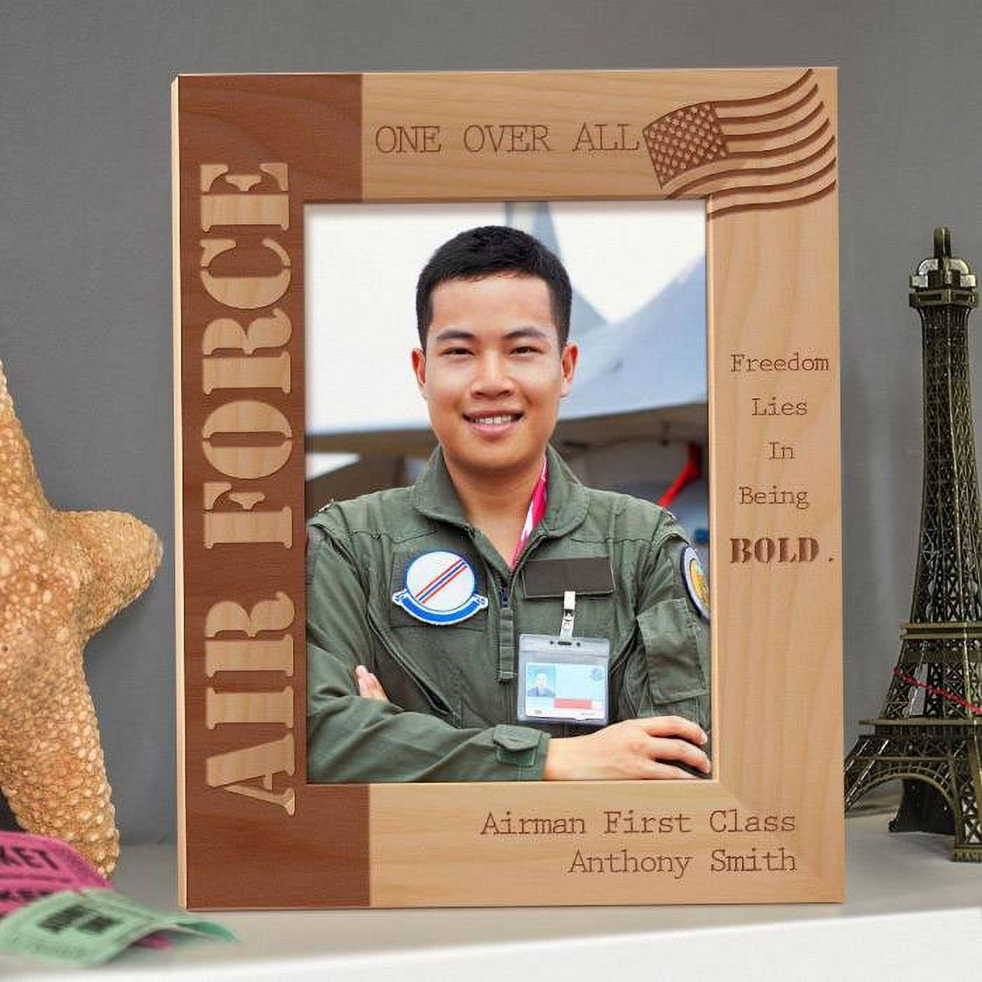 Air Force Personalized Wooden Picture Frame 8" x 10" Brown (Vertical ...