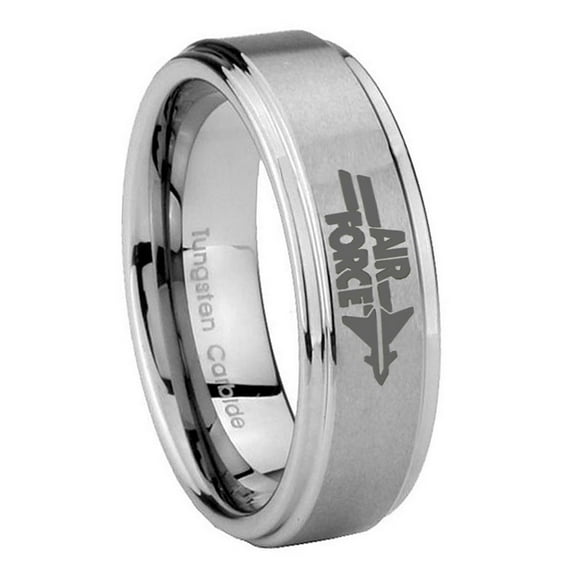 Tungsten Air Force 8mm Gray Step Edges Promised Ring - Walmart.com