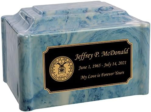 Air Force Themed Sky Blue Cultured Marble Cremation Urn Vault Combo ...