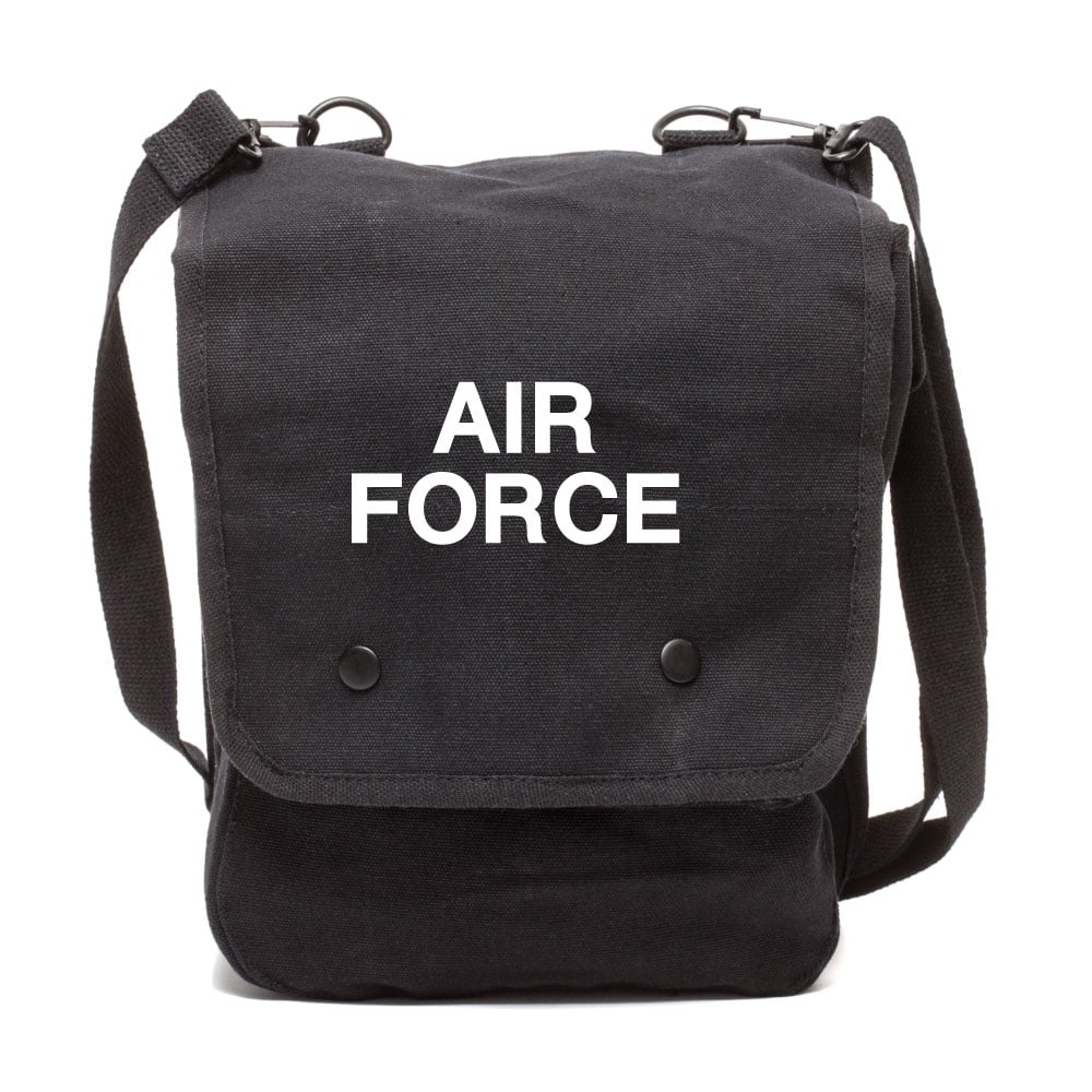 Air Force USAF Text Canvas Crossbody Travel Map Bag Case in Black ...