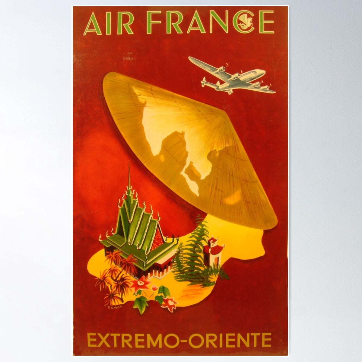 Air France to the Orient - Vintage Travel Poster Wall Art Home Decor ...