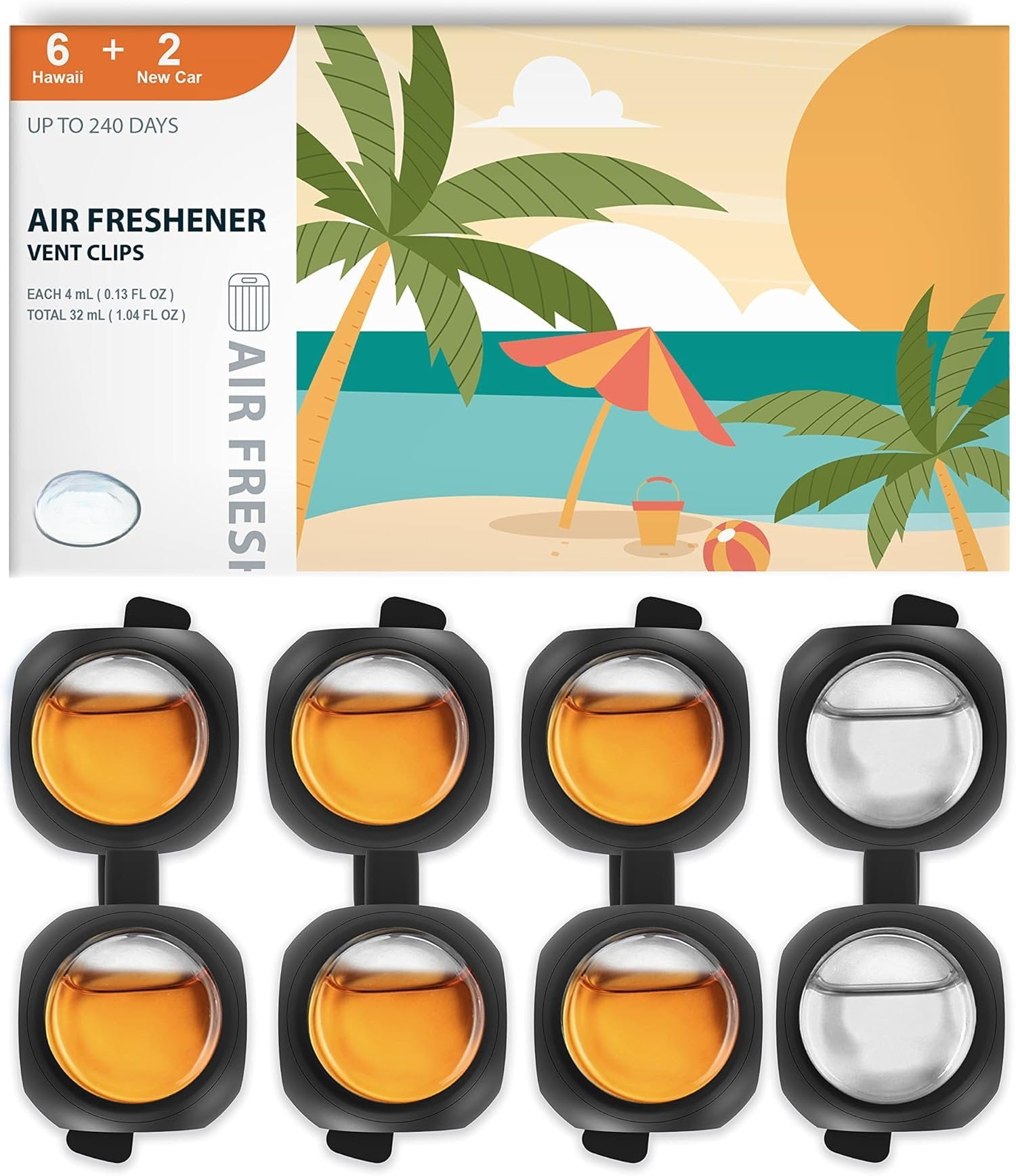 Air Freshener Vent Clips, 8 PK, 6 Hawaiian, 2 , Fresheners for Men ...