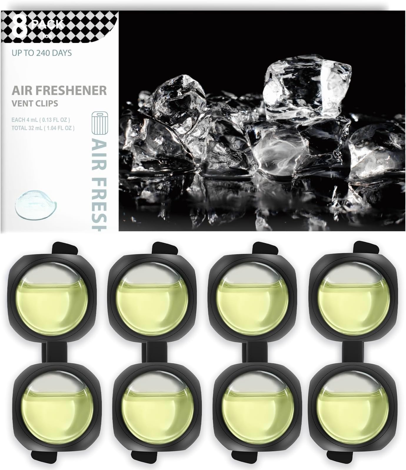 Air Freshener Vent Clips, 8 , Provides Long-Lasting Scent, Up to 240 ...
