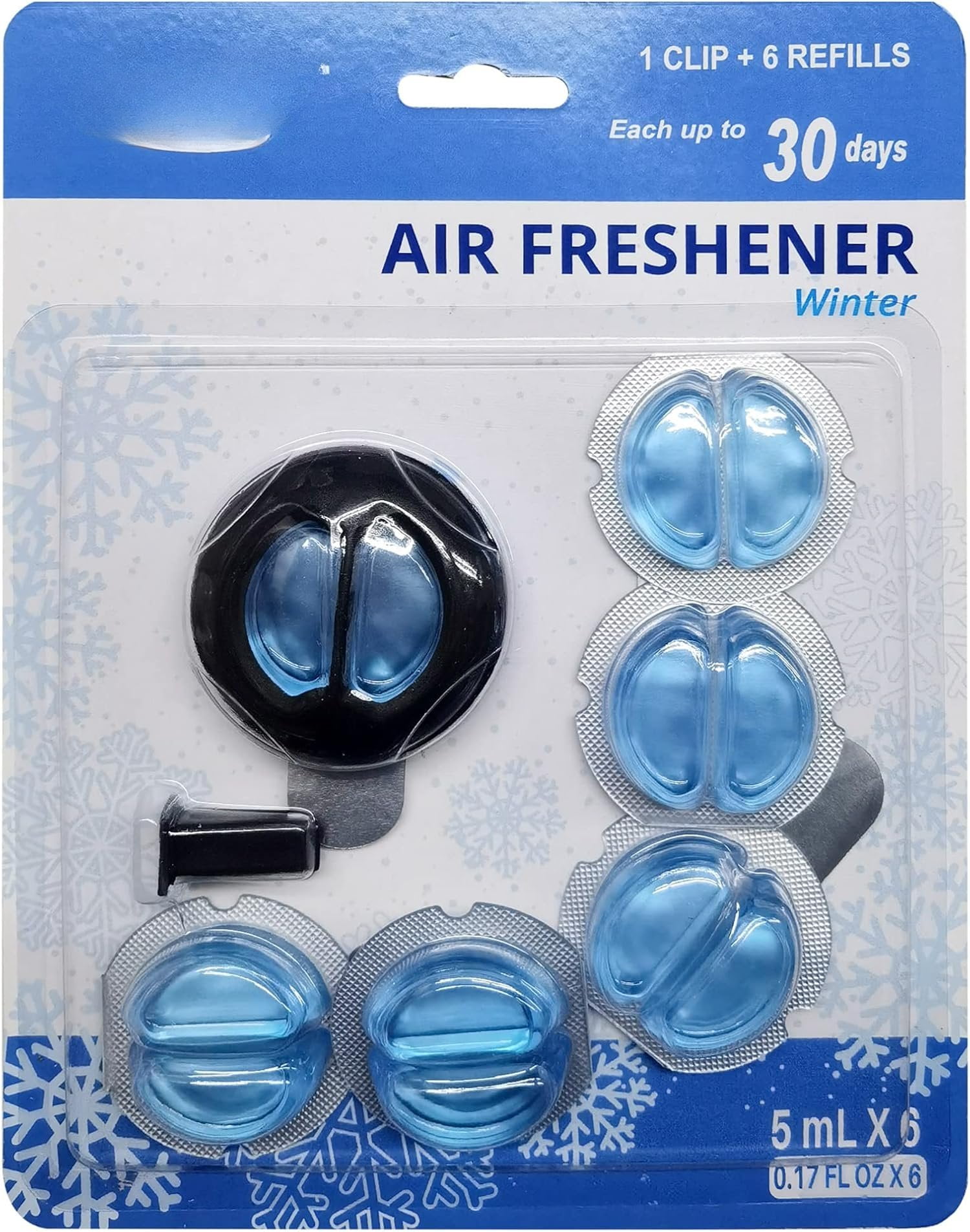 Air Fresheners Vent Clips 6 ct, Winter Scent, Long Lasting Up to 180 ...
