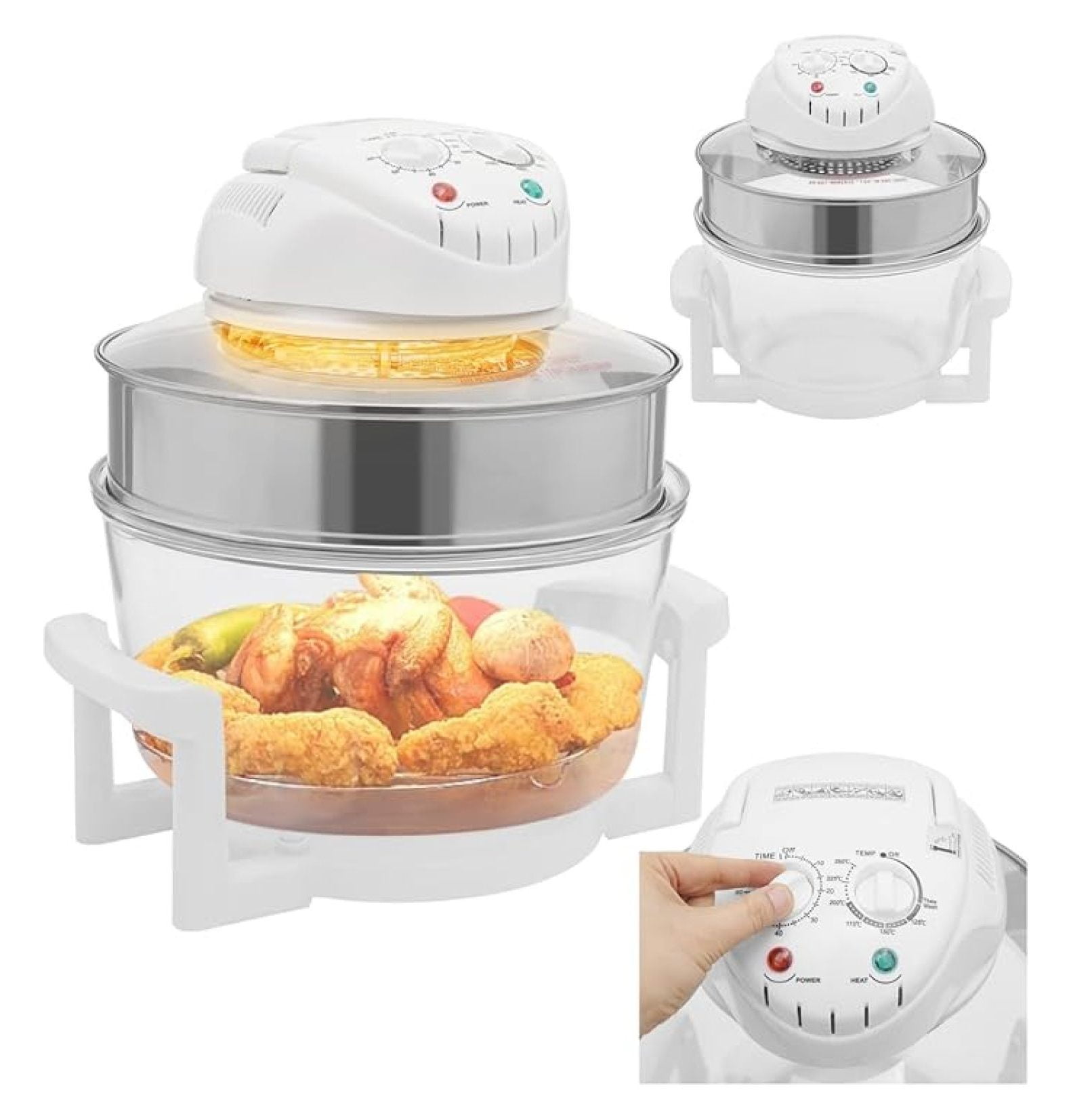 Air Fryer, 18Qt 17L Portable Glass Air Fryer, 360° Viewable Turbo Airy ...