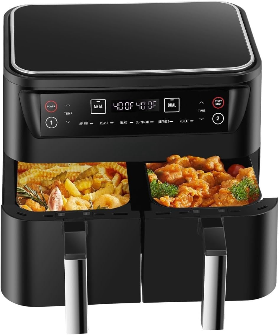 Air Fryer 8.5QT, Dual Zone 6 in 1 Air Fryer for Roast, Bake, Dehydrator ...